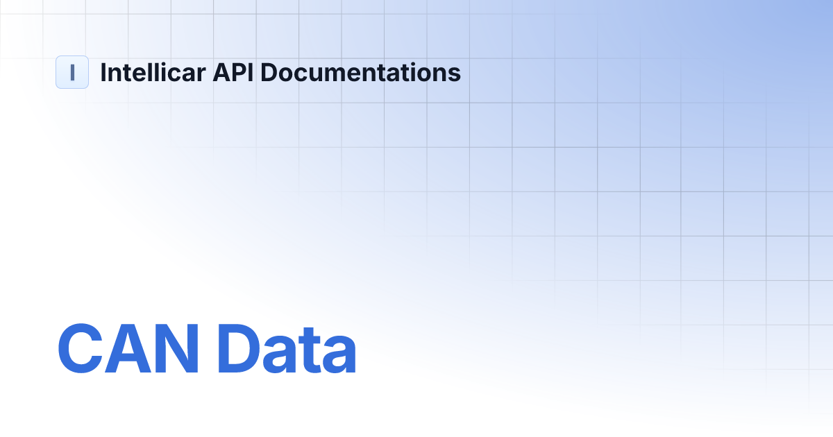 CAN Data | Intellicar API Documentations